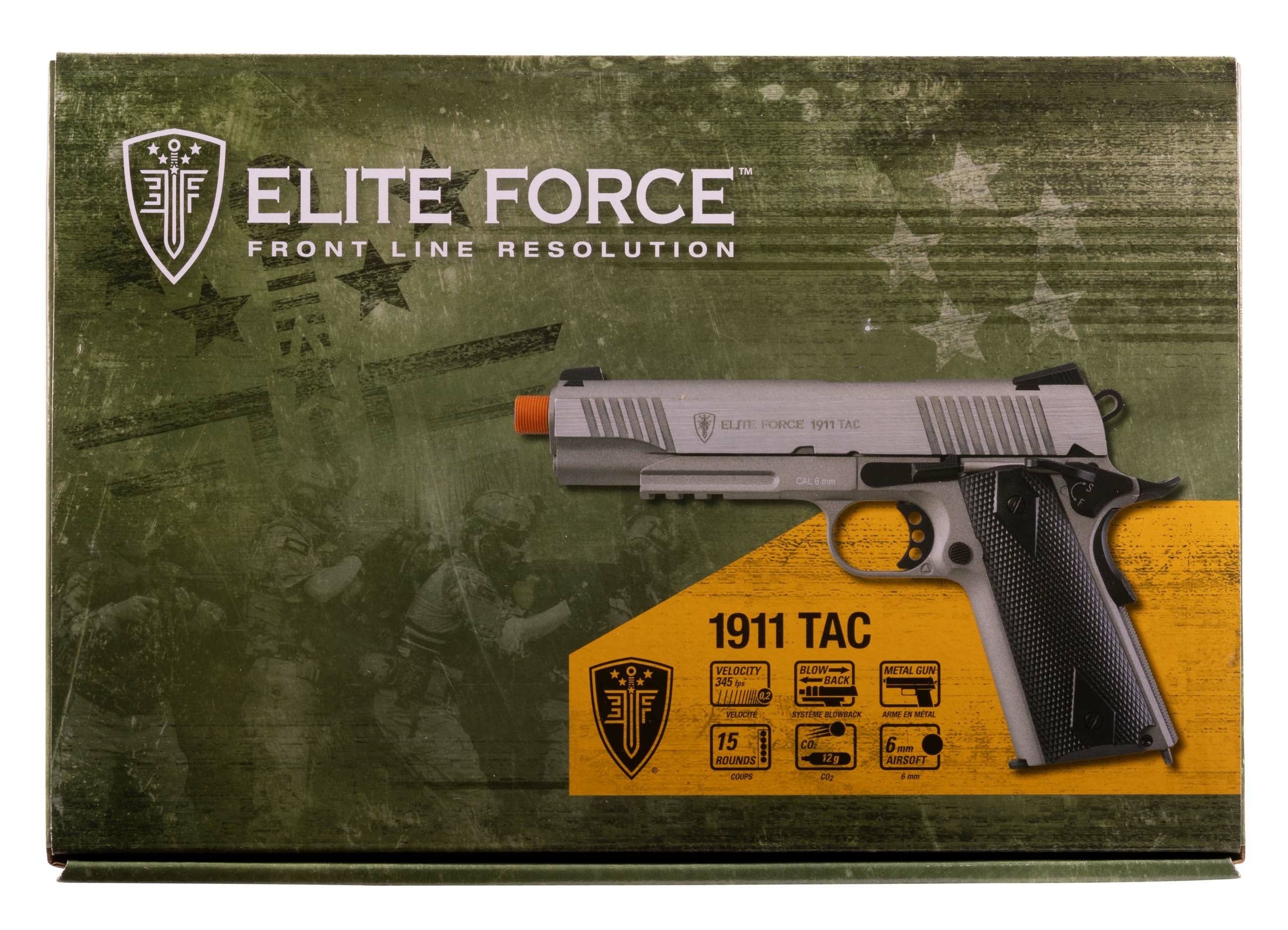Elite Force 1911 TAC CO2 Airsoft Pistol - Stainless Finish - Air Sporting Goods